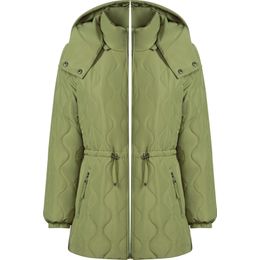 CR&Eacute;ATION L Damen Steppjacke mit abnehmbarer Kapuze schilf Gr&ouml;&szlig;e 38