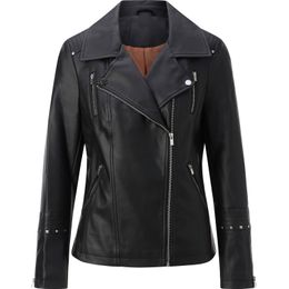 CR&Eacute;ATION L Damen Lederimitatjacke im Biker-Look schwarz Gr&ouml;&szlig;e 42