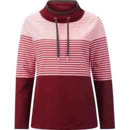 CR&Eacute;ATION L Damen Sweatshirt mit Taschen erdbeere-ecru-geringelt Gr&ouml;&szlig;e 44