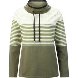 CR&Eacute;ATION L Damen Sweatshirt mit Taschen schilf-ecru-geringelt Gr&ouml;&szlig;e 40