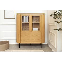 Riess Ambiente Modernes Highboard ATELIER 140cm natur Eiche schwarz Metall sechs Fächer Riess-Ambiente