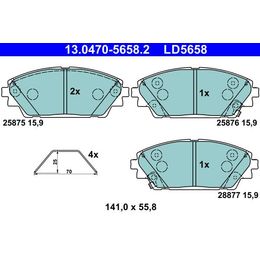 ATE Bremsbel&auml;ge Ceramic VA, Mazda 3 13.0470-5658.2 Bremsbelagsatz, Scheibenbremse vorne rechts links mit Zubeh&ouml;r f&uuml;r MAZDA DFY5-33-28Z BHY1-33-28ZA B4