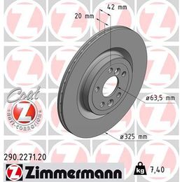 Zimmermann Bremsscheibe COAT Z hinten rechts links innenbelüftet 325mm für JAGUAR (CHERY) LAND ROVER T4A2061 T4N1744 LR090699 290.2271.20