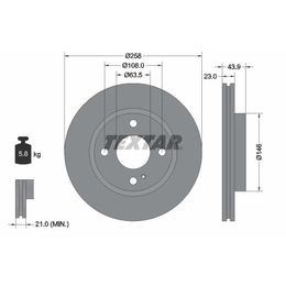 TEXTAR Bremsscheibe PRO+ 92176005 vorne rechts links innenbel&uuml;ftet 258mm f&uuml;r FORD 2017682 1892668 8V511125AD