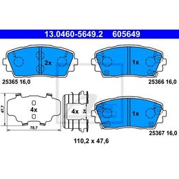 ATE Bremsensatz-Vorderachse Bremsensatz, Scheibenbremse vorne hinten rechts links belüftet 234mm für HYUNDAI KIA 58302-J9A50 58411-0X500 58302-J9A70 S