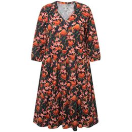 Ulla Popken Kleid Damen Größe 58/60 marine / grün / orange Winterkleid