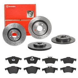 Brembo Bremsensatz-Vorn und hinten Bremsensatz, Scheibenbremse vorne rechts links Gelocht 320mm für FORD USA MAZDA SAAB (CHANGAN) VOLVO NISSAN GN1Z220