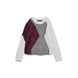 V&eacute;ro Moda VERO MODA Pullover 'VMKeisa' Damen Gr&ouml;&szlig;e L graumeliert / bordeaux / wei&szlig;