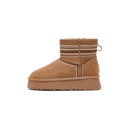 Derimod Boots Damen Gr&ouml;&szlig;e 36 camel / braun / wei&szlig; Winterschuhe