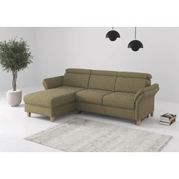 Ecksofa Home Affaire, B:253cm H:84cm T:166cmolive, 100% Polyester, Sofas, "Glendale, L-Form", inkl. Kopfteilverstellung, wahlweise mit Vorziehsitz