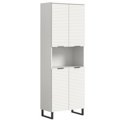 Hochschrank Welltime "Litica, Höhe 193 cm, 4 Türen, 2 Einlegeböden, 1 offenes Fach", weiß, B:70cm H:193cm T:34cm, FSC-zertifizierter Holzwerkstoff, MDF, Schränke, Badschrank, Standschrank, Badezimmer, Bad-Möbel