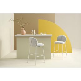 Schöner Wohnen Kollektion 4-Fußstuhl "FORDE", greige, seidengrau, B:47cm H:103cm T:52cm, Polyester, SCHÖNER WOHNEN-KOLLEKTION, Stühle, Bezug Bouclé, Untergestell Metall pulverbeschichtet
