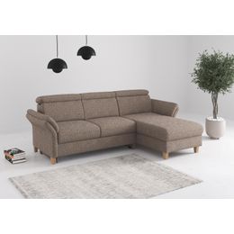 Ecksofa Home Affaire, B:253cm H:84cm T:166cmcappuccino, 100% Polyester, Sofas, "Glendale, L-Form", inkl. Kopfteilverstellung, wahlweise mit