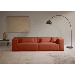 3-Sitzer, B:275cm H:66cm T:101cmkupfer, LeGer Home by Lena Gercke, 100% Polyester, Sofas, "PIARA, Couch mit Kedernaht, Sofa in Cord, Leinenoptik o.