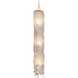 Näve NÄVE Pendelleuchte "Capiz", natur, 3, Ø 30cm H: 235cm, 1 Stk., Leuchten, aus dünnen weißen Muschelplättchen, Holzaufhängung, 3x E27 exkl.