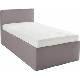 Polsterbett ""Davos", OTTOs Choice Topseller", grau (hellgrau), B:125cm H:98cm L:210cm, Bezug Bett: Microfaser (100% Polyester);Bonnell-Federkernmatratze: 51% Polypropylen, 39% Polyester und 10% Baumwolle;Kaltschaummatratze: 100% Polyester, Bezug abnehm- und waschbar bis 60C, Westfalia Schlafkomfort, Betten, inkl. Bettkasten bei Ausführung mit Matratze