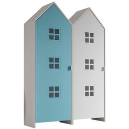 Kleiderschrank Vipack "Set Casami Bruges in trendigem Design, 2 Kleiderschränke", korpus weiß, front blau u. weiß, B:115,2cm H:171,3cm T:37cm, Holzwerkstoff, Schränke, variable Anordnung, Kleiderschränke mit Böden und Kleiderstange
