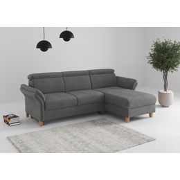 Ecksofa Home Affaire, B:253cm H:84cm T:166cmgrau, 90% Polyester, 10% Polyamid, Sofas, "Glendale, L-Form", inkl. Kopfteilverstellung, wahlweise mit