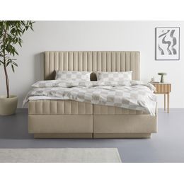 Boxbett HOMSY BY ANA JOHNSON "Moonio inkl. Bettkasten", beige, B:207cm L:214cm, Komplettbetten, erhältlich in verschiedenen Breiten und Härtegraden