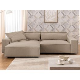 Ecksofa OTTO HOME, B:251cm H:70cm T:144,5cmbraun, 100% Polyester, Wohnzimmer, Sofas, "KINLEE Design-Sofa mit Recamiere rechts/links, Maße B/T/H
