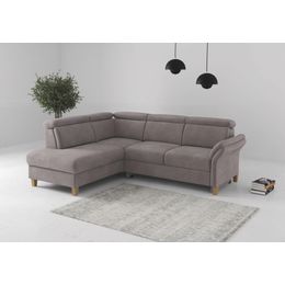 Ecksofa Home Affaire, B:247cm H:84cm T:193cmtaupe, 90% Polyester, 10% Polyamid, Sofas, "Glendale, L-Form", inkl. Kopfteilverstellung, wahlweise mit