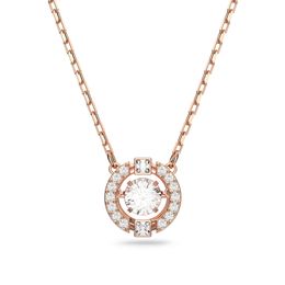 Kette mit Anhänger Swarovski "Una Sparkling Dc", rosa (roségoldfarben, kristallweiß), Halsketten, Damen, Metall, L: 42, mit Swarovski Kristall