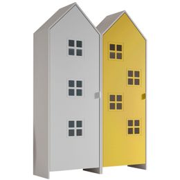 Kleiderschrank Vipack "Set Casami Bruges in trendigem Design, 2 Kleiderschränke", korpus weiß, front weiß u. gelb, B:115,2cm H:171,3cm T:37cm, Holzwerkstoff, Schränke, variable Anordnung, Kleiderschränke mit Böden und Kleiderstange