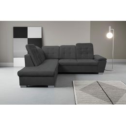 Ecksofa WERK2, B:265cm H:103cm T:215cmgrau, 100% Polyester, Sofas, "Bonny inkl. Kopfteilverstellung, Bettfunktion, Stauraum, L-Form", Komfortwunder