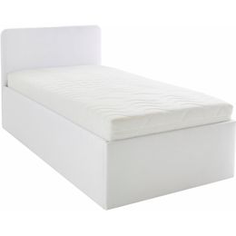 Polsterbett ""Davos", OTTOs Choice Topseller", weiß, B:125cm H:98cm L:210cm, Bezug Bett: Microfaser (100% Polyester);Bonnell-Federkernmatratze: 51% Polypropylen, 39% Polyester und 10% Baumwolle;Kaltschaummatratze: 100% Polyester, Bezug abnehm- und waschbar bis 60C, Westfalia Schlafkomfort, Betten, inkl. Bettkasten bei Ausführung mit Matratze