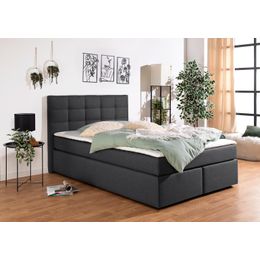 Boxbett Inosign "Ovalo", anthrazit, B:214cm L:210cm, Komplettbetten, Boxspringbett, wahlweise mit Bettkasten, in H2, H3 & H4 erhältilich, Topseller