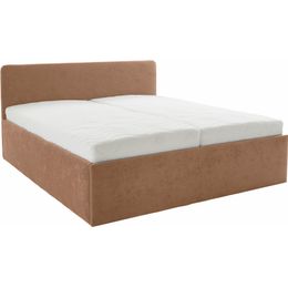 Polsterbett ""Davos", OTTOs Choice Topseller", braun, B:205cm H:98cm L:210cm, Bezug Bett: Microfaser (100% Polyester);Bonnell-Federkernmatratze: 51% Polypropylen, 39% Polyester und 10% Baumwolle;Kaltschaummatratze: 100% Polyester, Bezug abnehm- und waschbar bis 60C, Westfalia Schlafkomfort, Betten, inkl. Bettkasten bei Ausführung mit Matratze