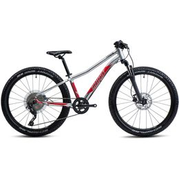 Mountainbike GHOST "Kato 24 Pro" Gr. 30, silber (rot, silberfarben), Fahrräder, Kinder, 30cm, 24 Zoll (60,96cm), für Damen und Herren, Kettenschaltung