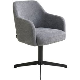 Schöner Wohnen Kollektion Esszimmerstuhl "MARLOY, 360 drehbar mit Rückholfunktion", grau, schwarz, B:59cm H:86cm T:63cm, Polyester, SCHÖNER WOHNEN-KOLLEKTION, Stühle, mit Taschenfederkern, Bezug Webstoff, Untergestell pulverbeschichtet