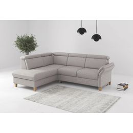 Ecksofa Home Affaire, B:247cm H:84cm T:193cmsilber, 100% Polyester, Sofas, "Glendale, L-Form", inkl. Kopfteilverstellung, wahlweise mit Vorziehsitz