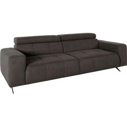 2-Sitzer DOMO collection "Trento, mit Kufenfu&szlig; oder Einzelfu&szlig;", braun (espresso), B:238cm H:79cm T:104cm, 92% Polyester, 8% Nylon, Sofas, wahlweise mit Kopfteilverstellung und in zwei Gr&ouml;&szlig;en erh&auml;ltlich