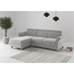 Ecksofa Home Affaire, B:253cm H:84cm T:166cmhellgrau, 100% Polyester, Sofas, "Glendale, L-Form", inkl. Kopfteilverstellung, wahlweise mit Vorziehsitz