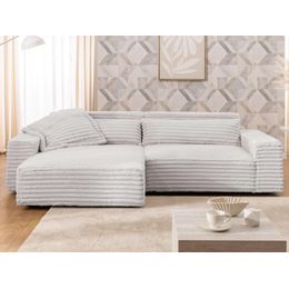 Ecksofa OTTO HOME, B:251cm H:70cm T:144,5cmhellgrau, 100% Polyester, Wohnzimmer, Sofas, "KINLEE Design-Sofa mit Recamiere rechts/links, Maße B/T/H