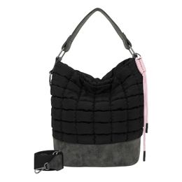 Schultertasche Fritzi aus Preussen "Brigitte x fritzi Olga", Damen, Gr. B/H/T: 27cm x 37cm x 17cm, schwarz, Nylon, mehrfarbig, Taschen, mit wattierter Steppung