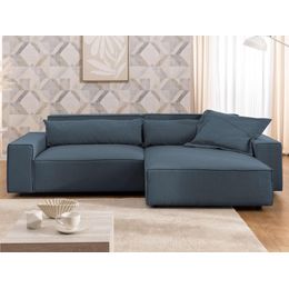 Ecksofa OTTO HOME, B:251cm H:70cm T:144,5cmdunkelblau, 100% Polyester, Wohnzimmer, Sofas, "KINLEE Design-Sofa mit Recamiere rechts/links, Maße B/T/H