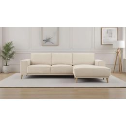 Ecksofa OTTO HOME, B:280cm H:85cm T:152cmbeige, 100% Polyester, Sofas, "Oland Skandi, weicher Chenille-Stoff", L-Form, 280 cm, Wellenunterfederung,
