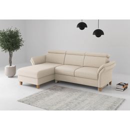 Ecksofa Home Affaire, B:253cm H:84cm T:166cmcreme, 95% Polyester, 5% Polyamid, Sofas, "Glendale, L-Form", inkl. Kopfteilverstellung, wahlweise mit
