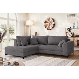 Ecksofa OTTO HOME, B:232cm H:80cm T:190cmdunkelgrau, 83% Polyester, 17% Nylon, Sofas, "LEEVKE Design-Sofa mit Ottomane rechts/links bestellbar,