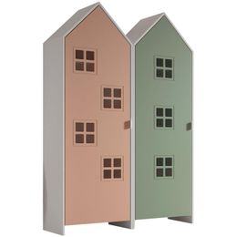 Kleiderschrank Vipack "Set Casami Bruges in trendigem Design, 2 Kleiderschränke", korpus weiß, front pink u. grün, B:115,2cm H:171,3cm T:37cm, Holzwerkstoff, Schränke, variable Anordnung, Kleiderschränke mit Böden und Kleiderstange