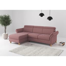 Ecksofa Home Affaire, B:253cm H:84cm T:166cmaubergine, 100% Polyester, Sofas, "Glendale, L-Form", inkl. Kopfteilverstellung, wahlweise mit