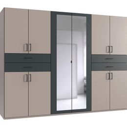 Kleiderschrank wimex "Taiga Kleiderschrank mit Spiegel OTTOs Choice Topseller", grau (saharagrau, graphit), B:270cm H:210cm T:58cm, Schränke, mit Schubladen auf bequemer Höhe, Garderobe Schlafzimmerschrank