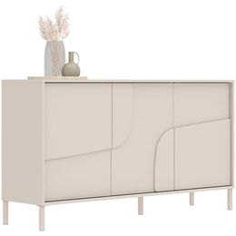 Sideboard Inosign "Stone, 155 cm breit, 3 Türen, Anrichte, Kommode, Stauraumschrank", cashmere, fronten in 3d, design, B:155cm H:84cm T:40cm, FSC-zertifizierter Holzwerkstoff, Sideboards, 3D-Design, Push-to-open, Innenraum großzügig, Füße 14/2 cm wählbar
