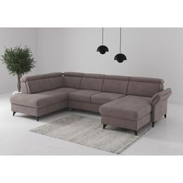 Sit & More Wohnlandschaft SIT & MORE, B:321cm H:84cm T:193cmtaupe, 90% Polyester, 10% Polyamid, Sofas, "Glendale, U-Form", inkl. Kopfteilverstellung,wahlweise