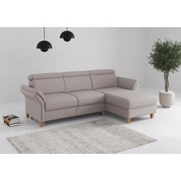 Ecksofa Home Affaire, B:253cm H:84cm T:166cmsilber, 100% Polyester, Sofas, "Glendale, L-Form", inkl. Kopfteilverstellung, wahlweise mit Vorziehsitz
