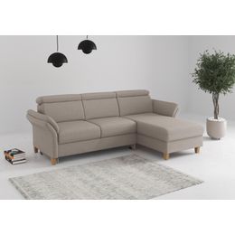 Ecksofa Home Affaire, B:253cm H:84cm T:166cmtaupe, 95% Polyester, 5% Polyamid, Wohnzimmer, Sofas, "Glendale, L-Form", inkl. Kopfteilverstellung,