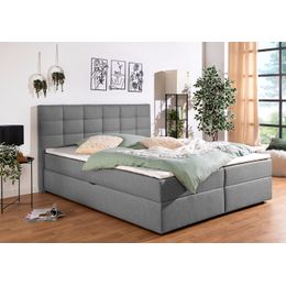 Boxbett Inosign "Ovalo", grau, B:214cm L:210cm, Komplettbetten, Boxspringbett, wahlweise mit Bettkasten, in H2, H3 & H4 erhältilich, Topseller